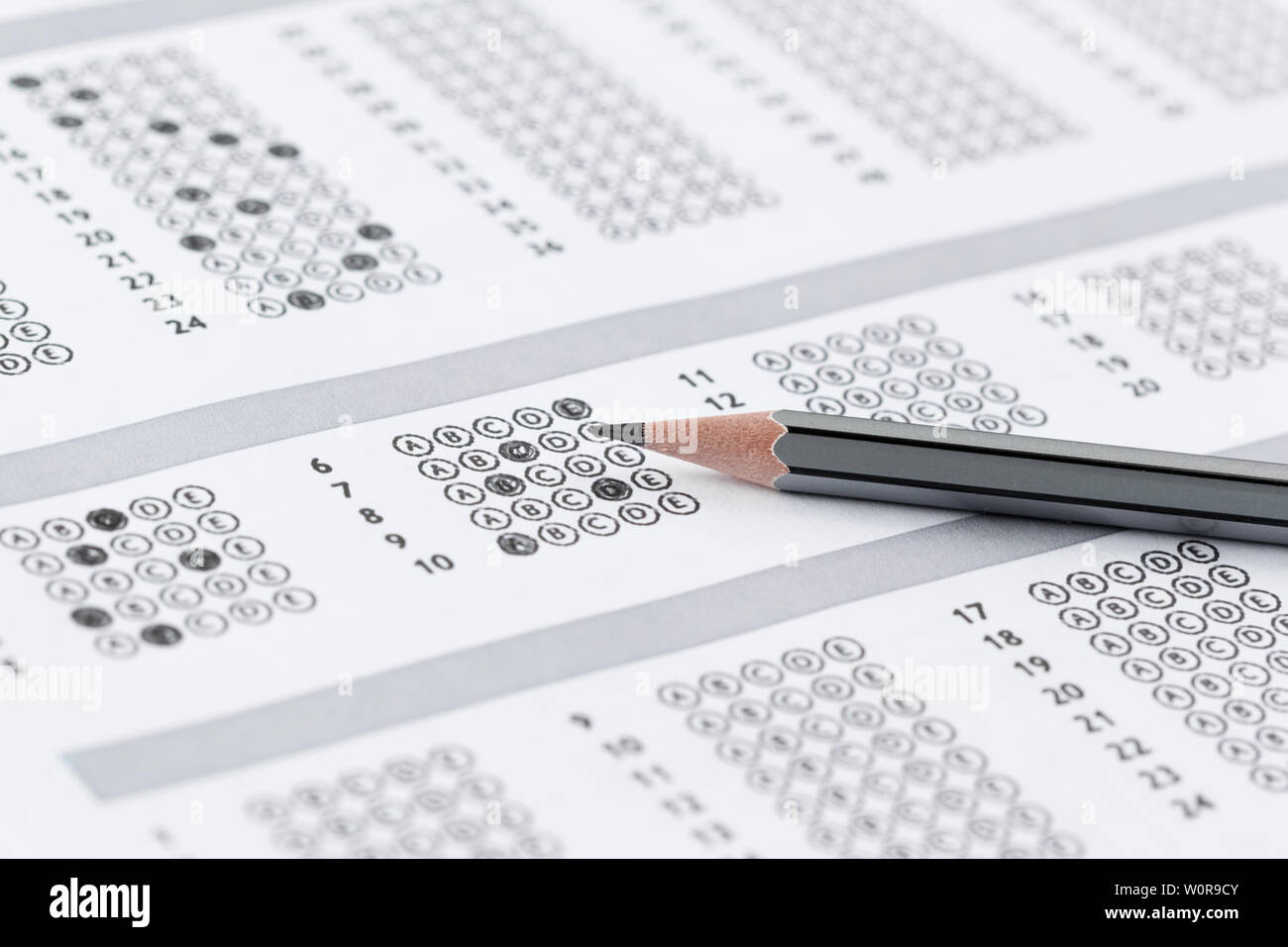 Test score sheet with answers Stock Photo - Alamy