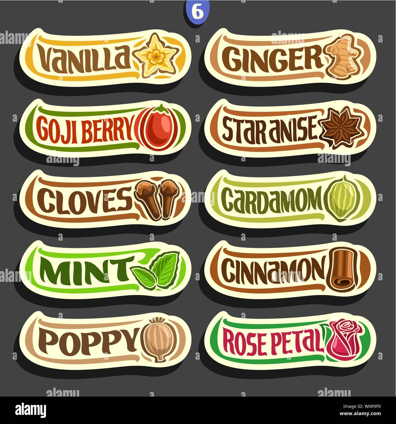 Vector Set of labels for Spices Stock Vector Image & Art - Alamy