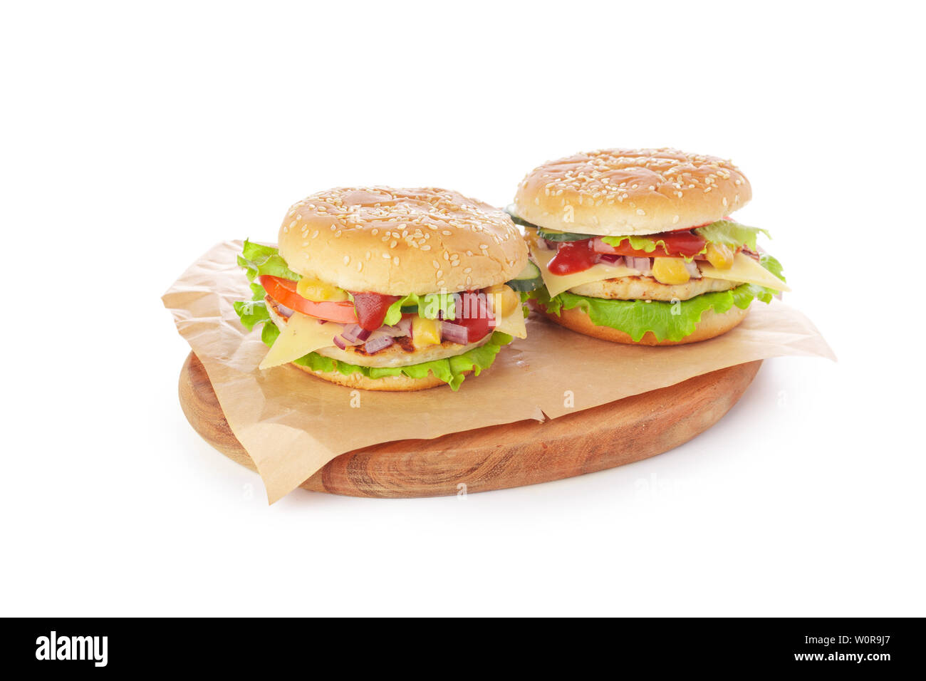 burger on white background Stock Photo - Alamy