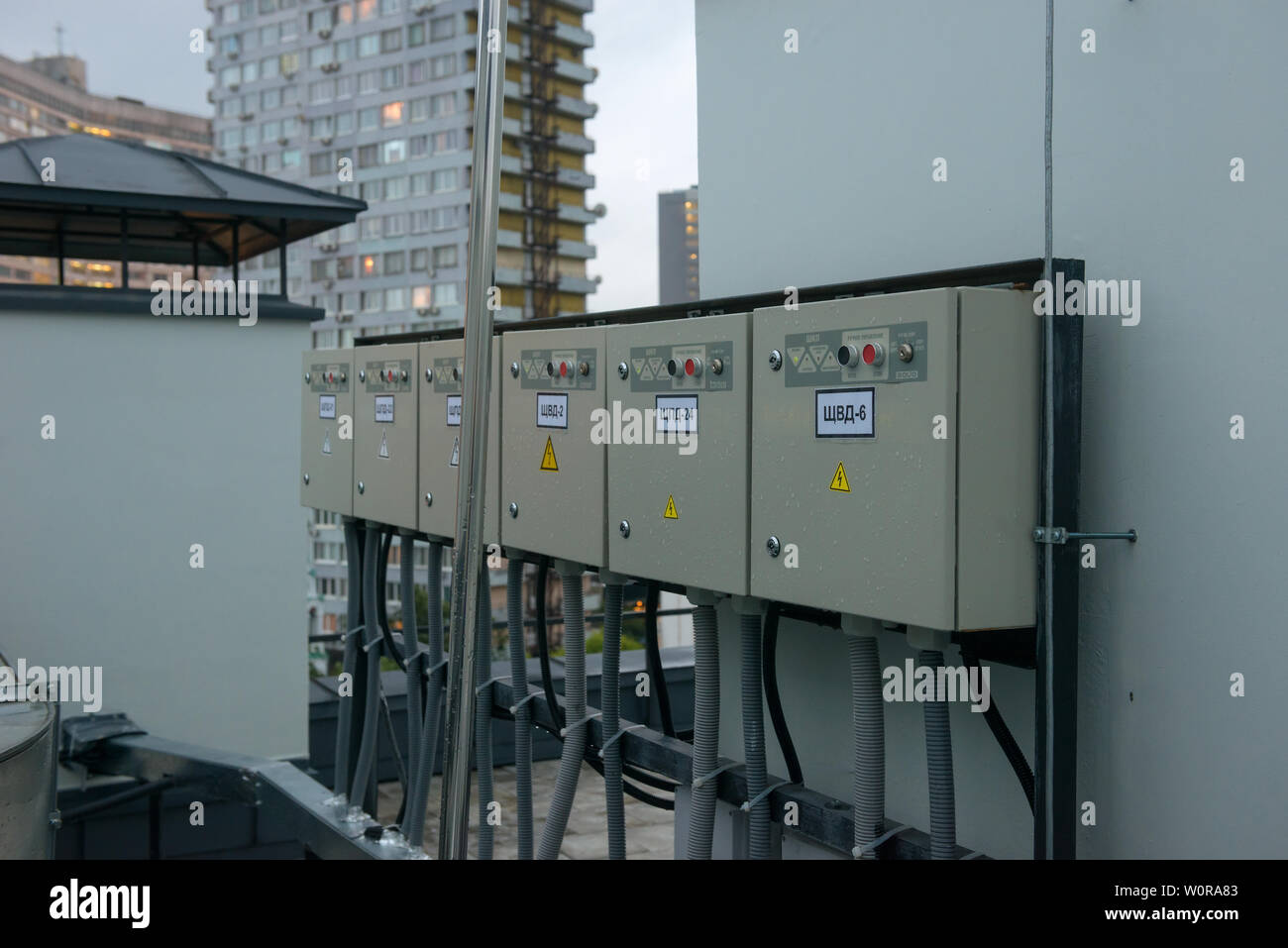 Control panels for the electrical equipment of an apartment building on ...