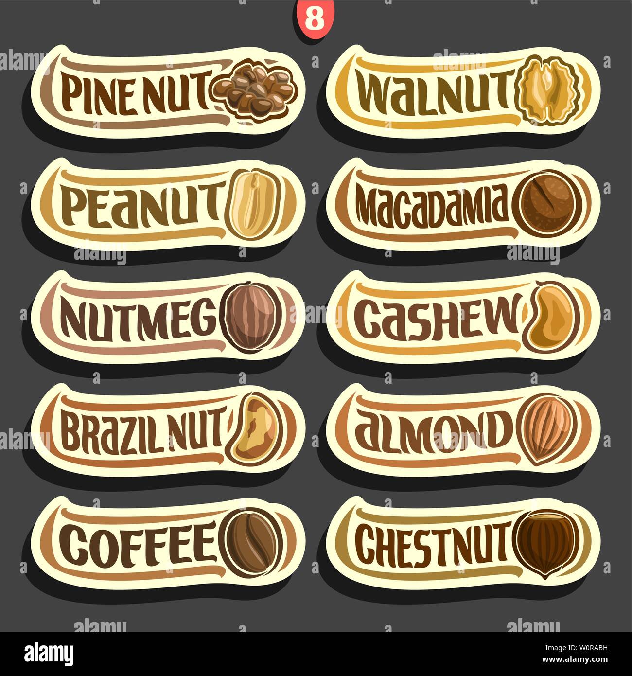 Vector Set of Nuts labels Stock Vector Image & Art - Alamy