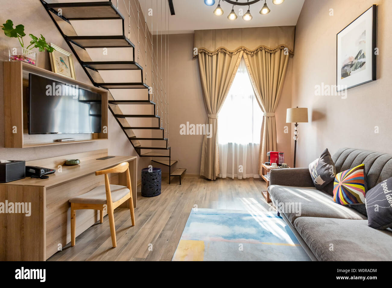 Bright hotel interior view Stock Photo - Alamy
