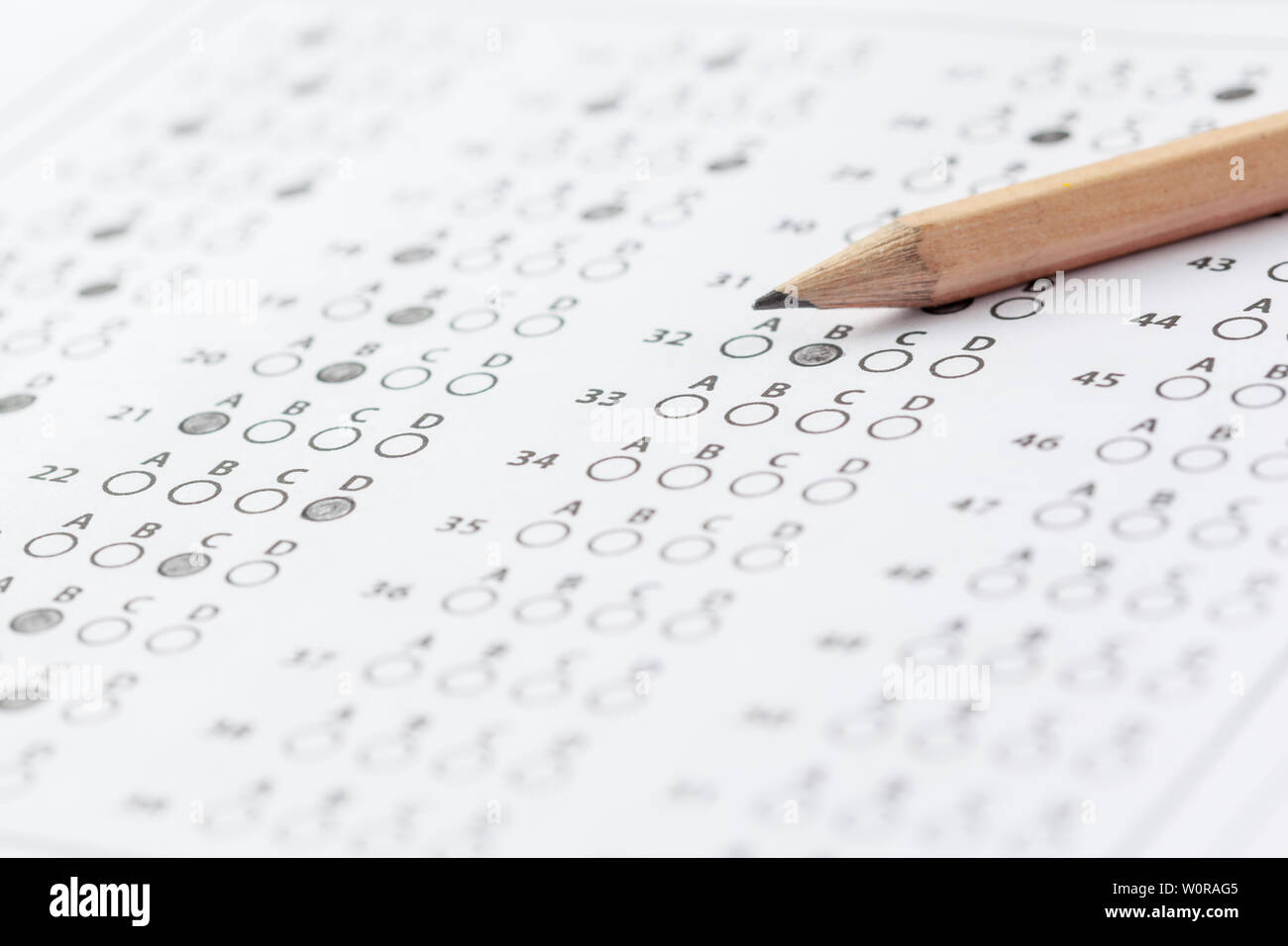 Test score sheet with answers Stock Photo - Alamy
