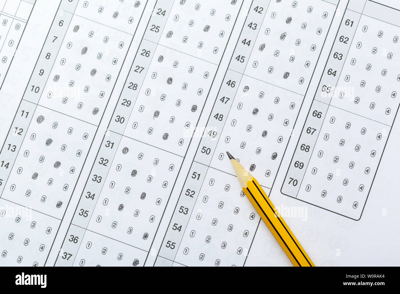 Test score sheet with answers Stock Photo - Alamy