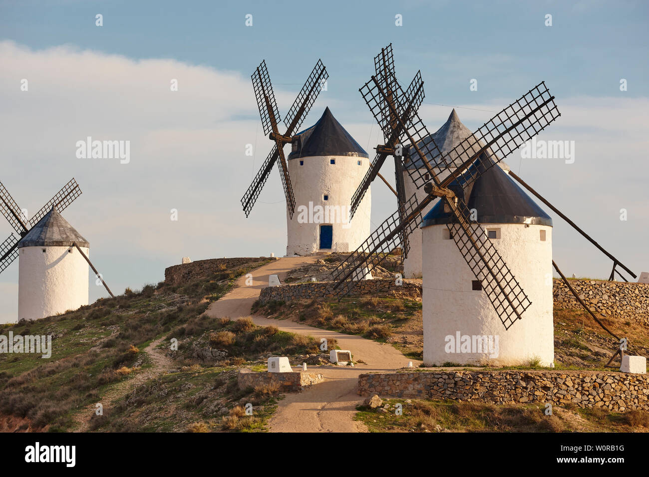 Traditional antique windmills in Spain. Consuegra, Toledo. Travel Stock ...