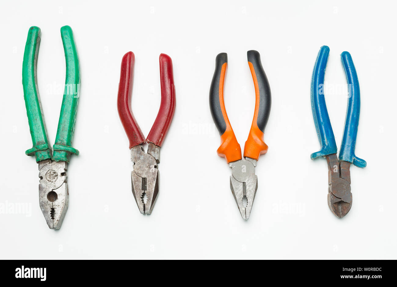 Old used tools collection isolated on white background Stock Photo - Alamy