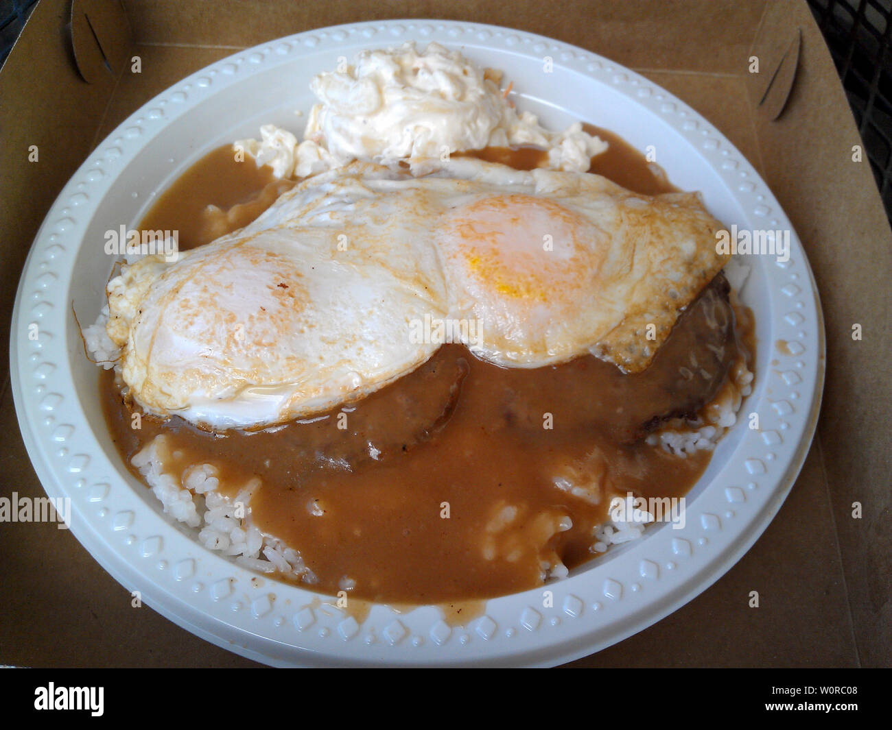 Loco Moco Close-up. Loco Moco is a dish native to Hawaiian cuisine ...