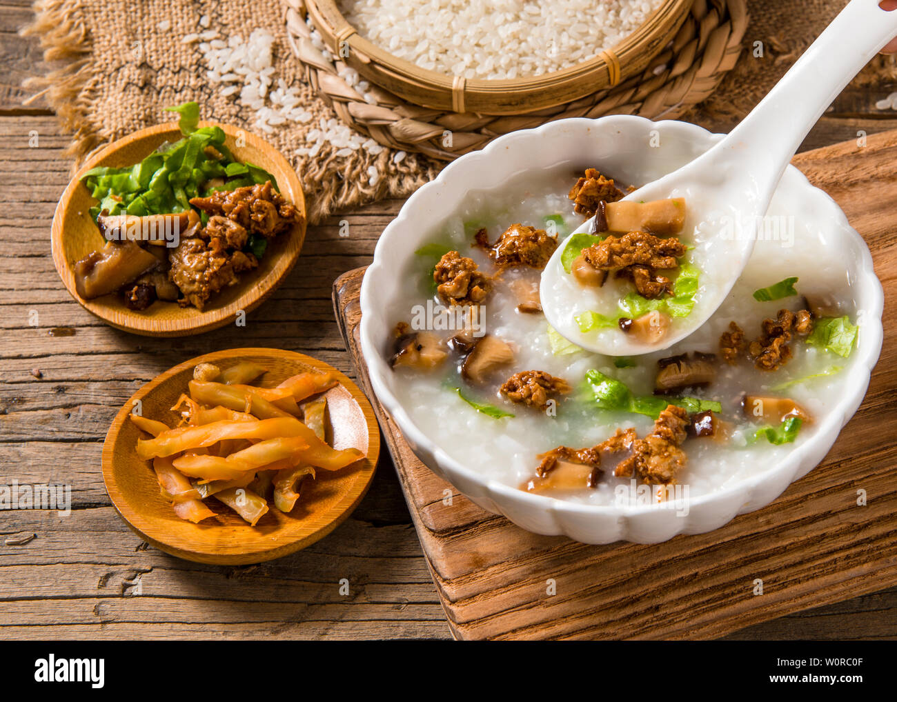 Rice, eggs, beef porridge Stock Photo - Alamy