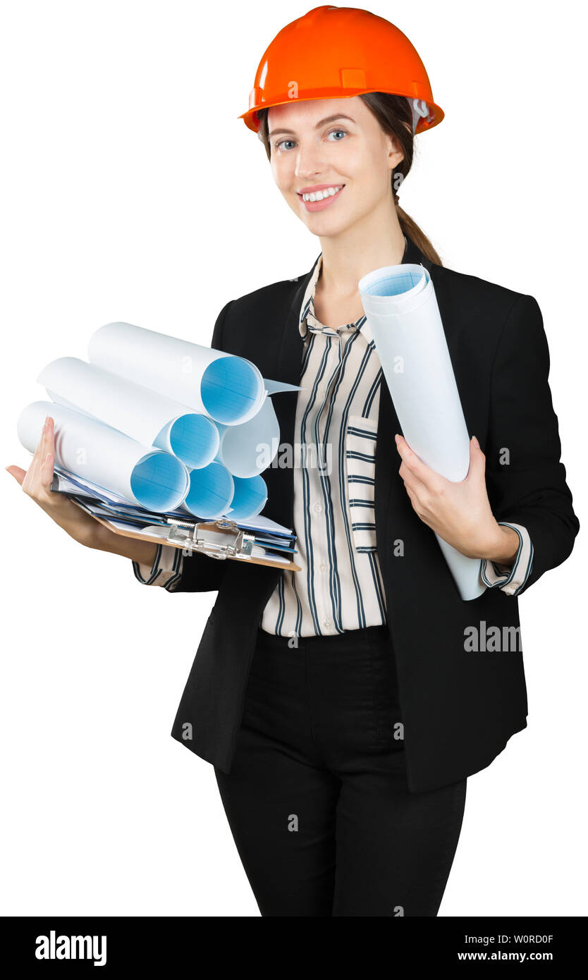 Smiling business woman engineer Stock Photo - Alamy