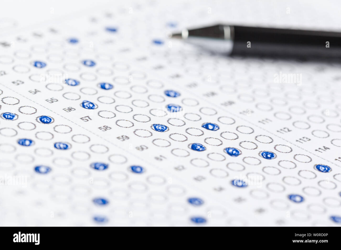 Test score sheet with answers Stock Photo - Alamy