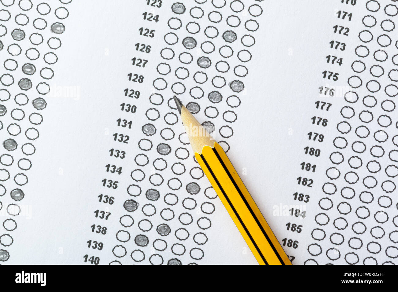 Test score sheet with answers Stock Photo - Alamy