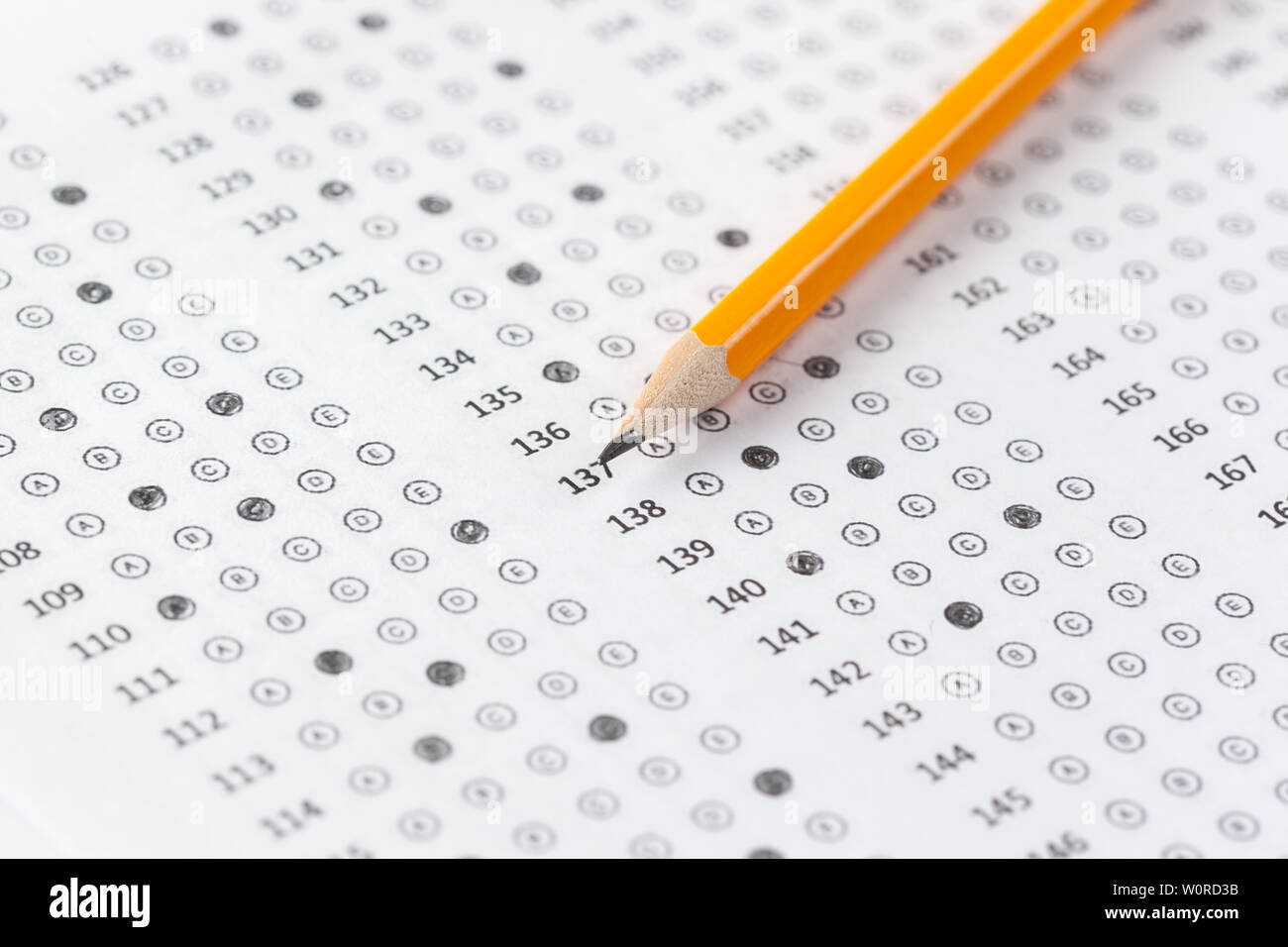 Test score sheet with answers Stock Photo - Alamy