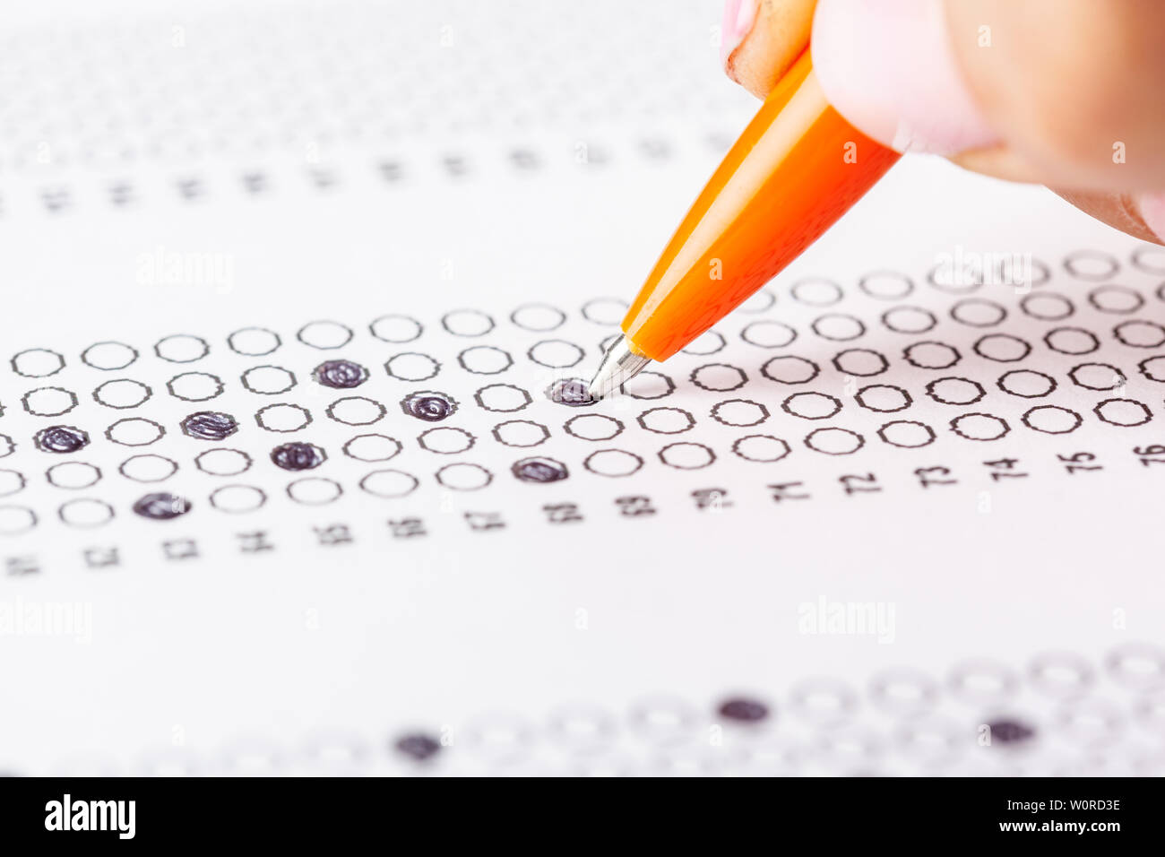 Test score sheet with answers Stock Photo - Alamy