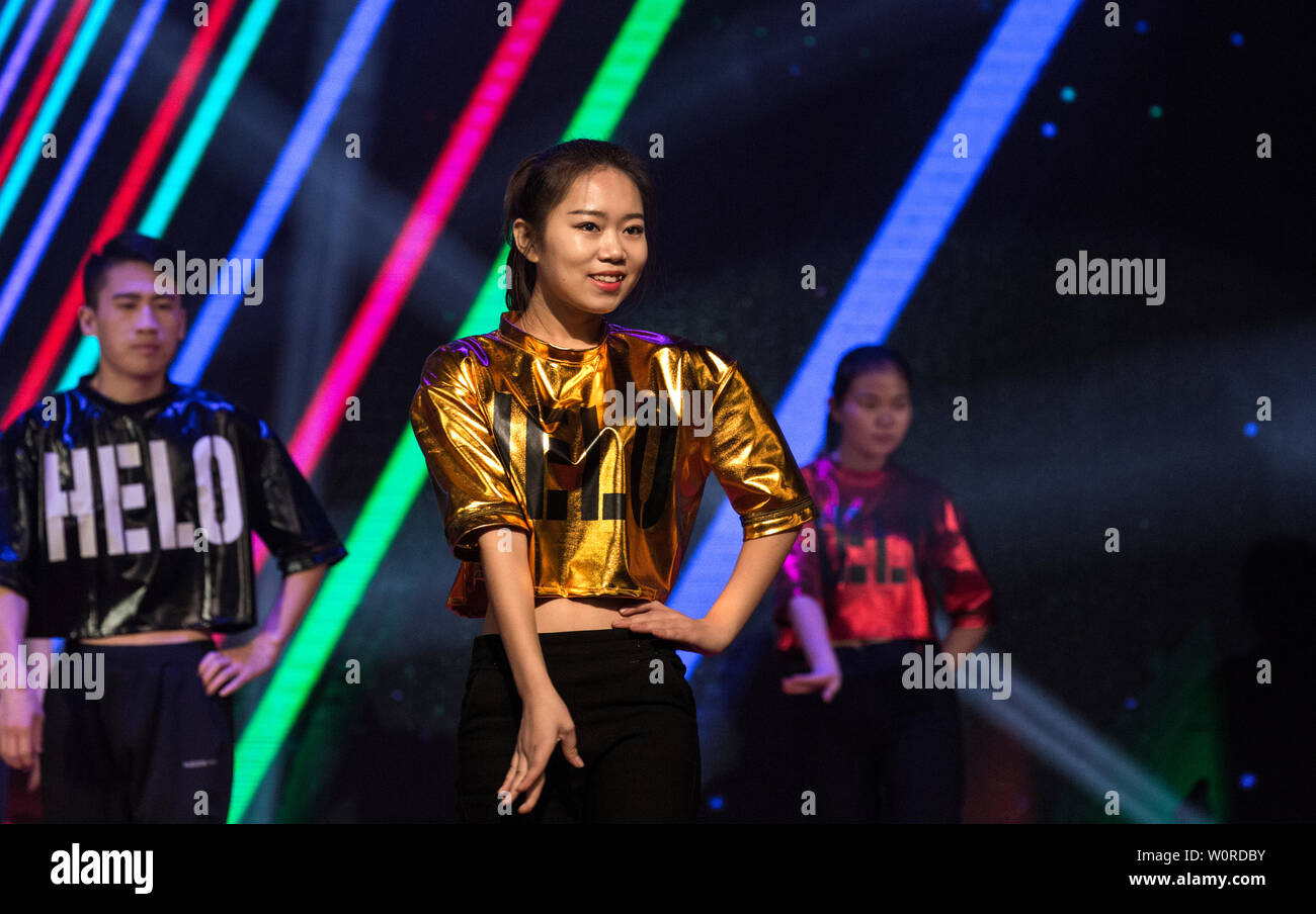 Stage modern dance performance young girls dance hi-res stock ...