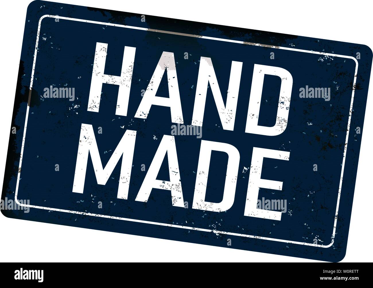 Hand made vintage rusty metal sign on a white background vector ...