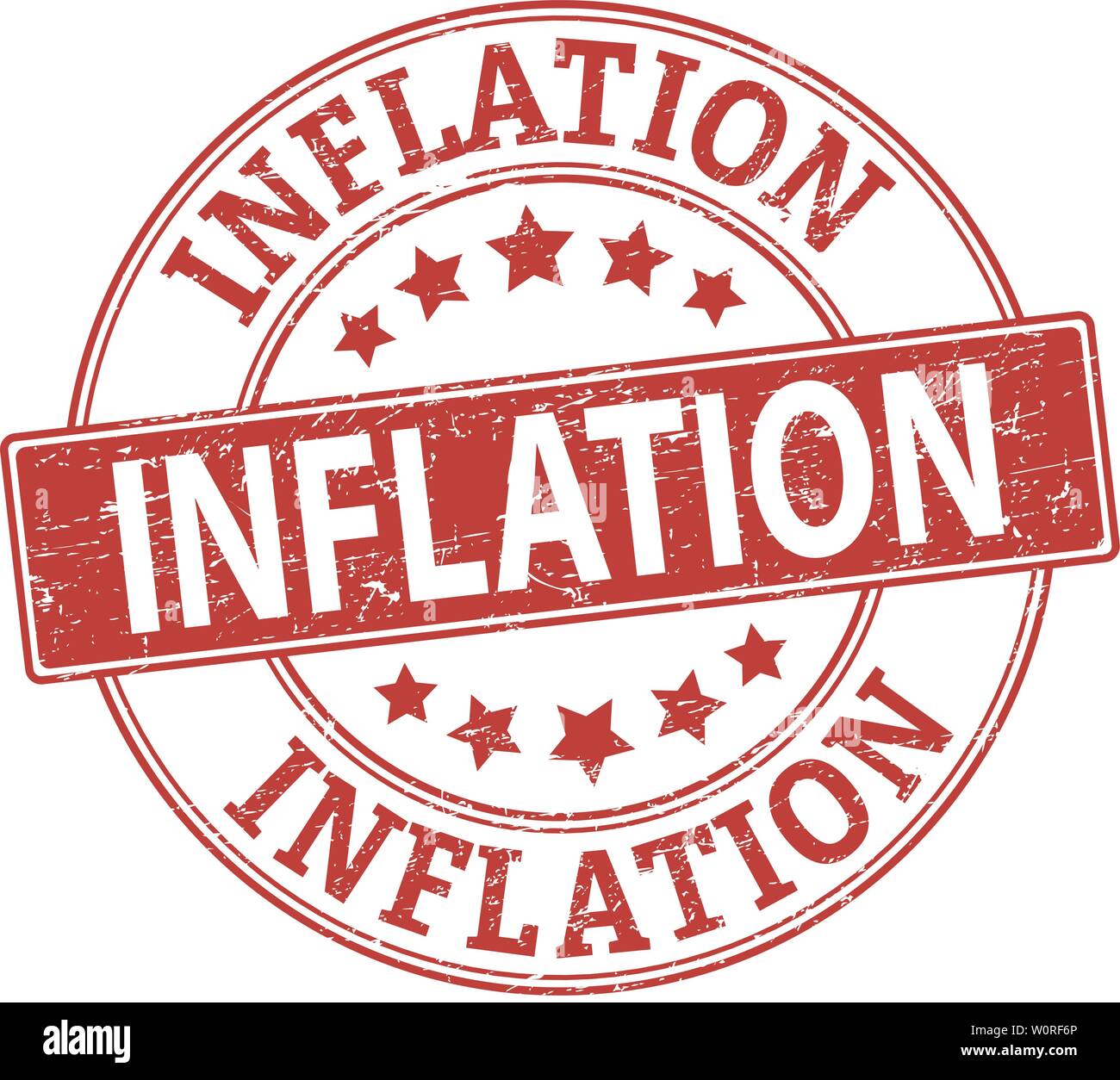 Inflation red circle grunge stamp with blank isolated on white ...