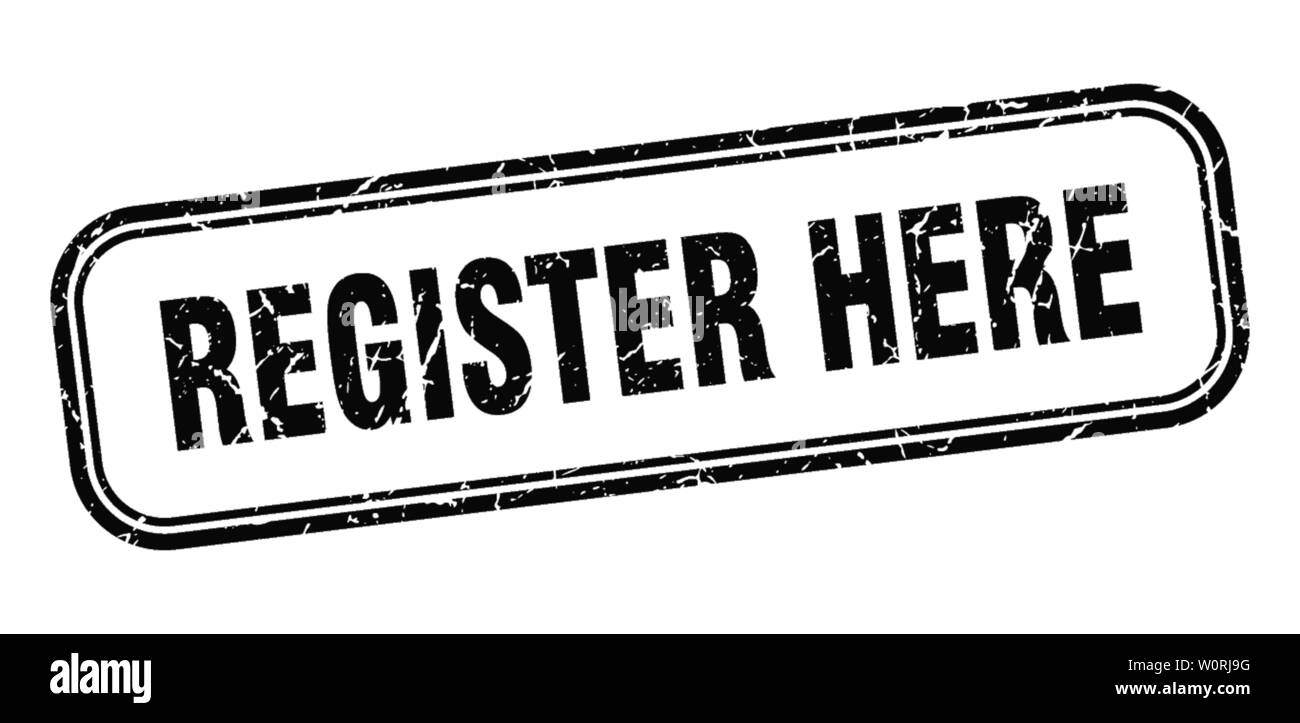 register here stamp. register here square grunge sign. register here ...