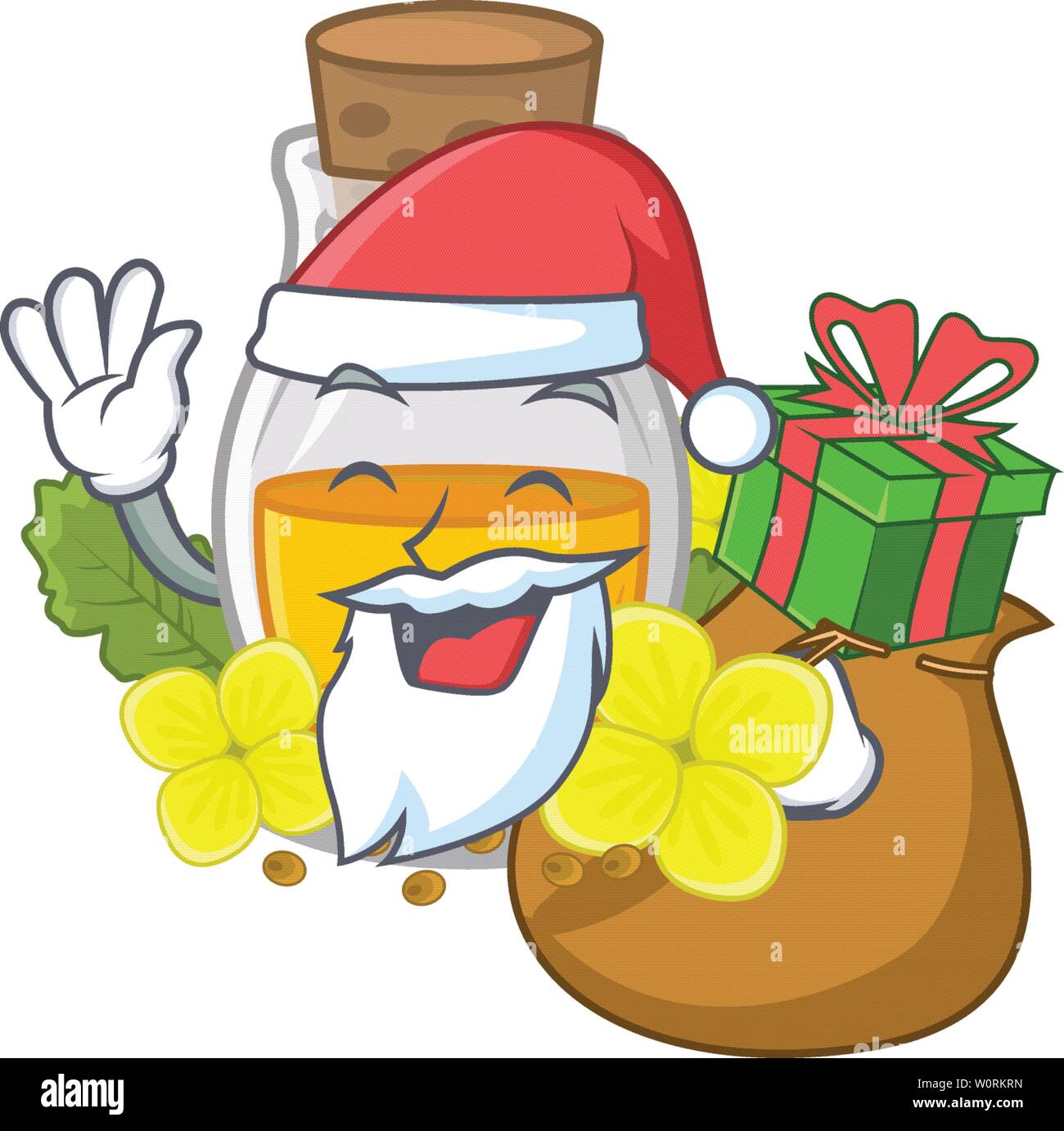 Santa with gift mustard oil in the cartoon shape Stock Vector Image ...