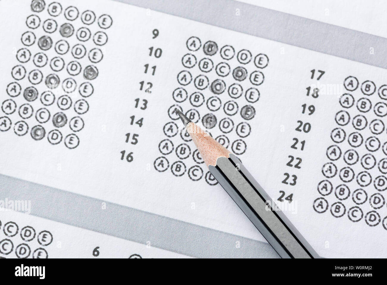 Test score sheet with answers Stock Photo - Alamy