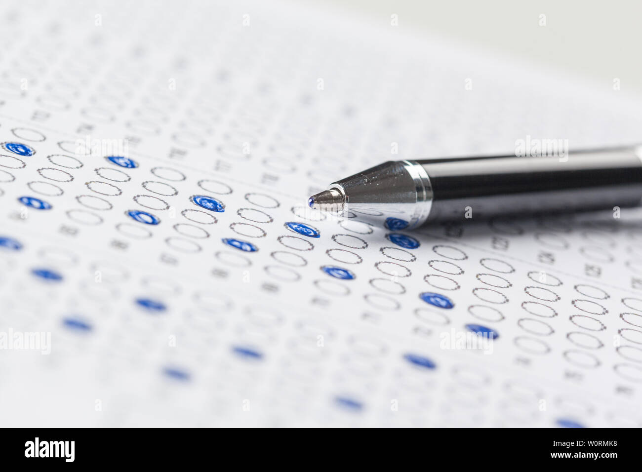 Test score sheet with answers Stock Photo - Alamy