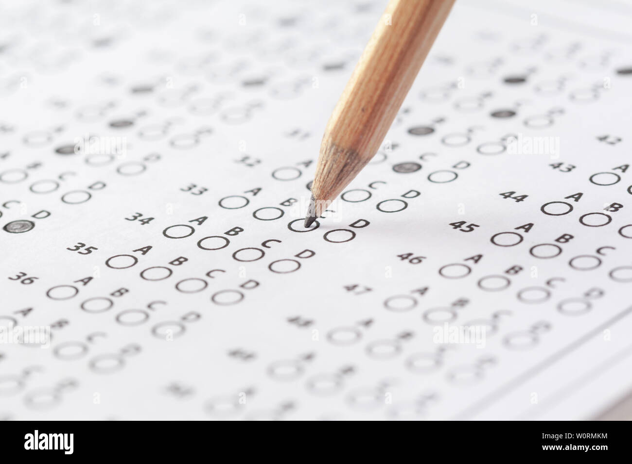 Test score sheet with answers Stock Photo - Alamy