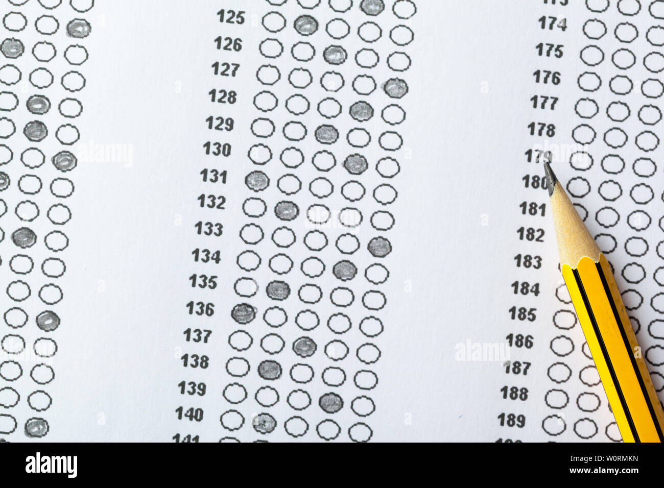 Test score sheet with answers Stock Photo - Alamy