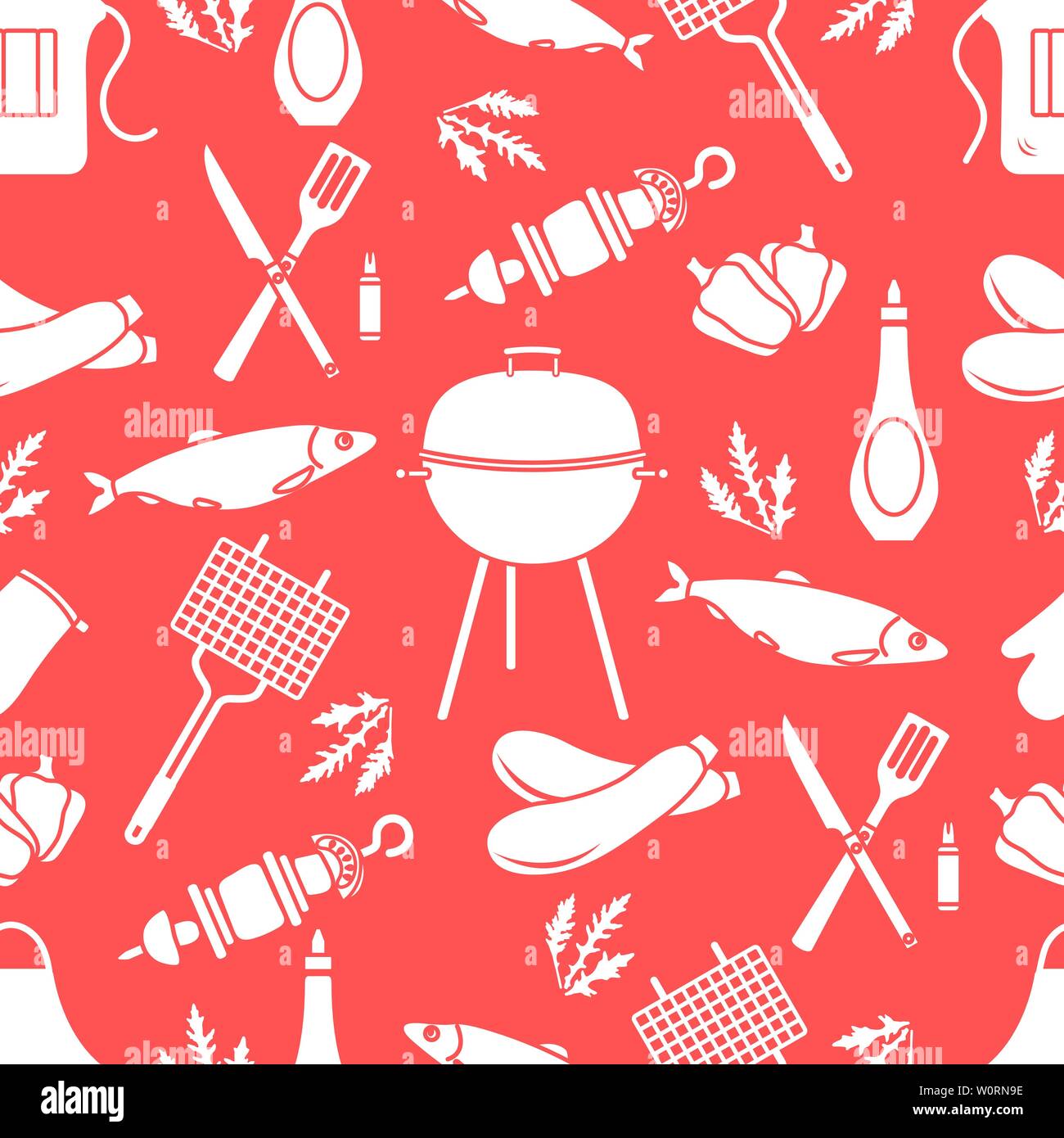 Seamless pattern with grill and barbecue tools. BBQ party background ...