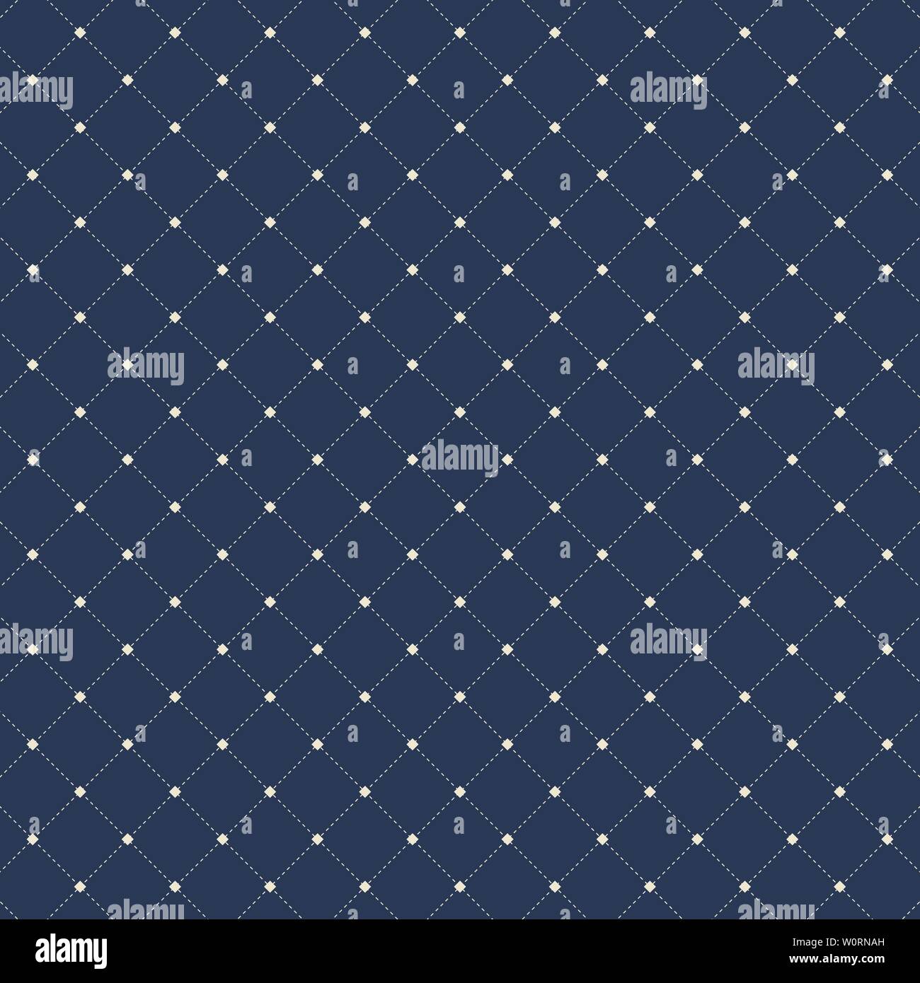 Dashed lines squares seamless pattern on dark blue background ...