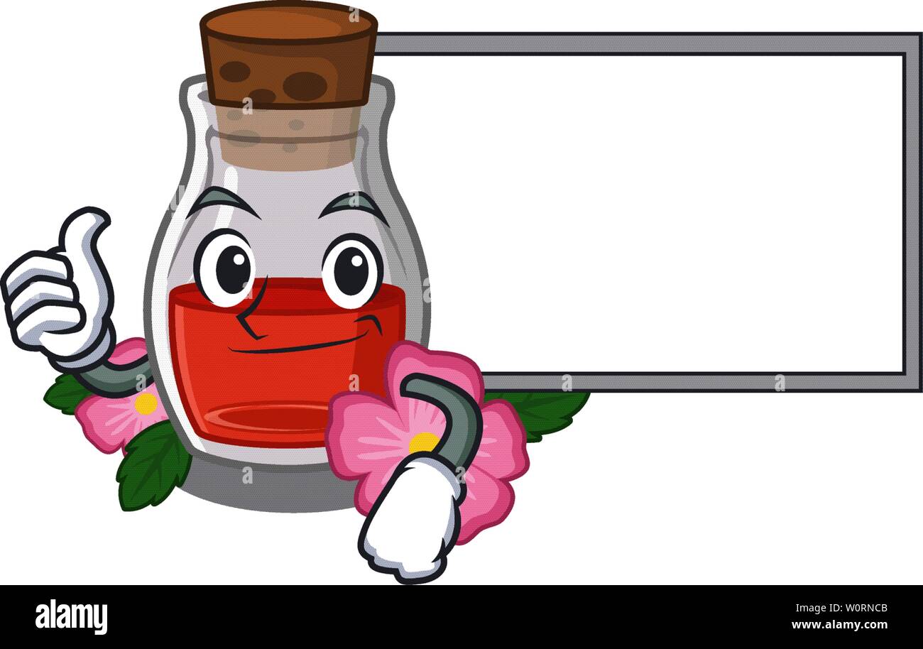 Thumbs up with board rosehip seed oil in cartoon bottle Stock Vector ... Thumbs up with board rosehip seed oil in cartoon bottle Stock Vector ...