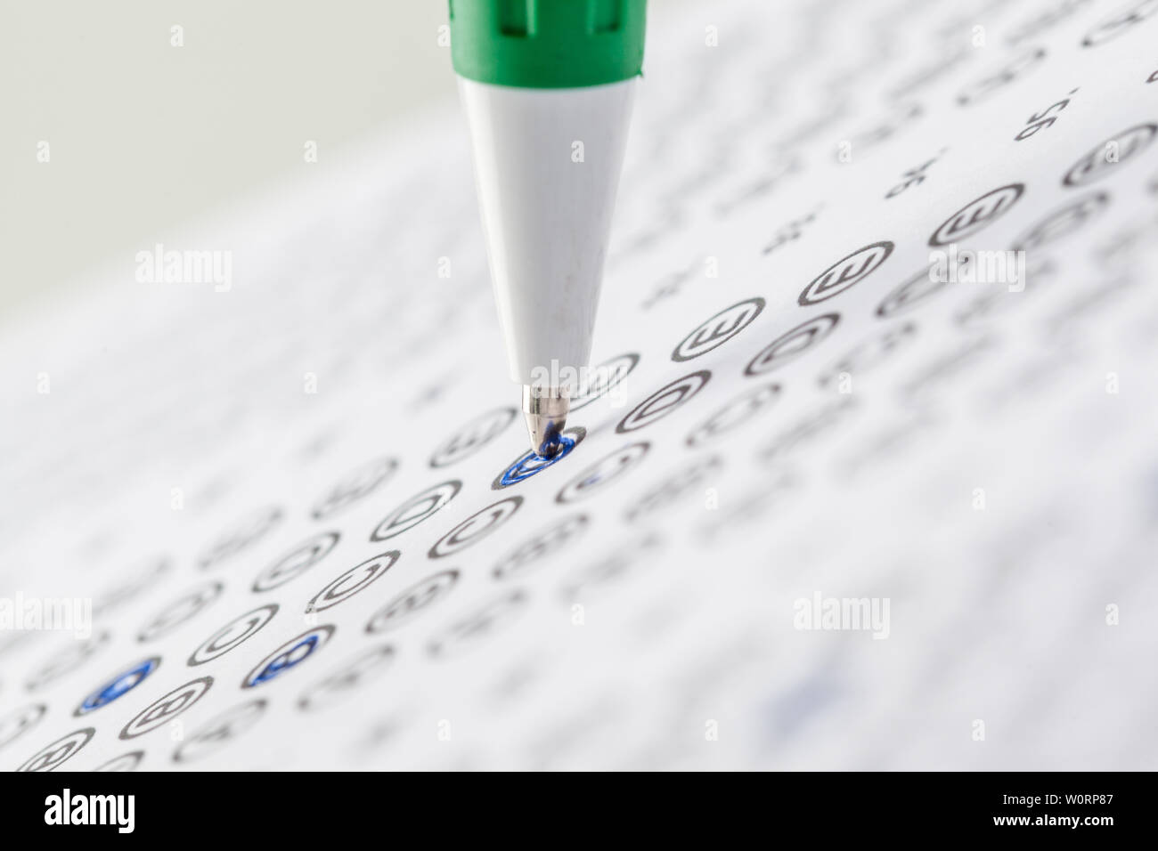 Test score sheet with answers Stock Photo - Alamy