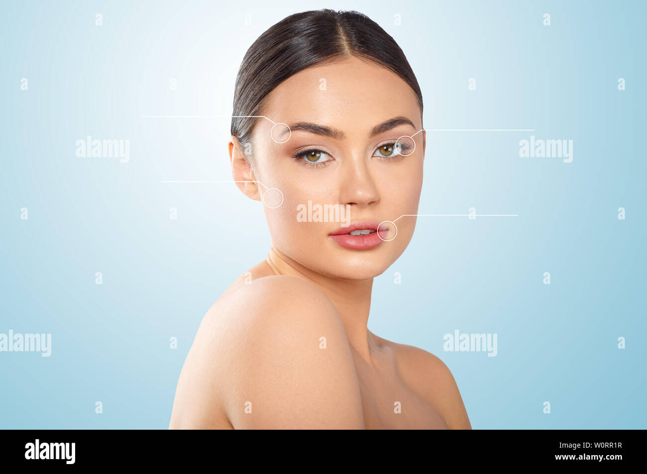 woman with dotted lines on face Stock Photo - Alamy