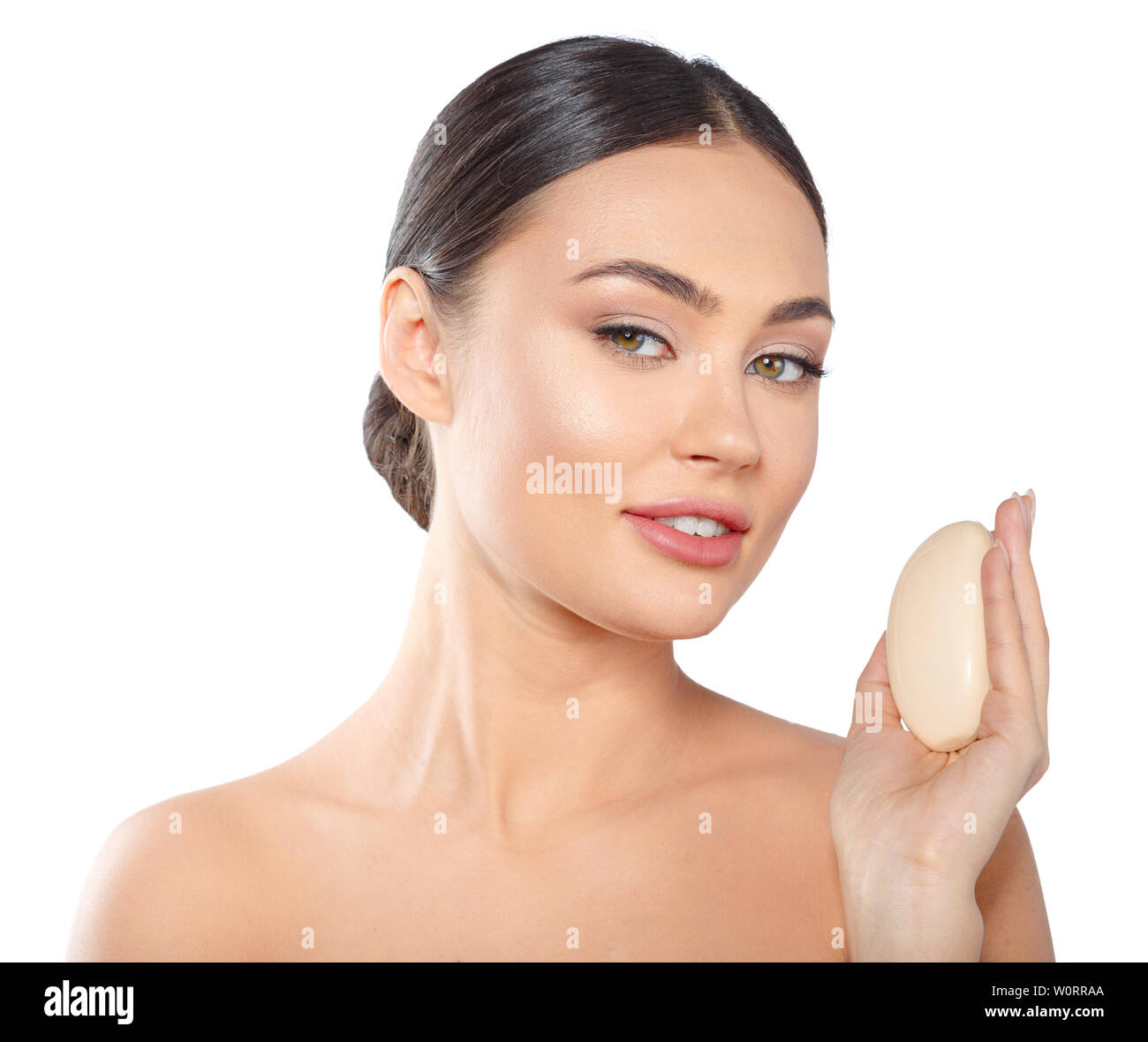 Model presenting beauty product Stock Photo - Alamy