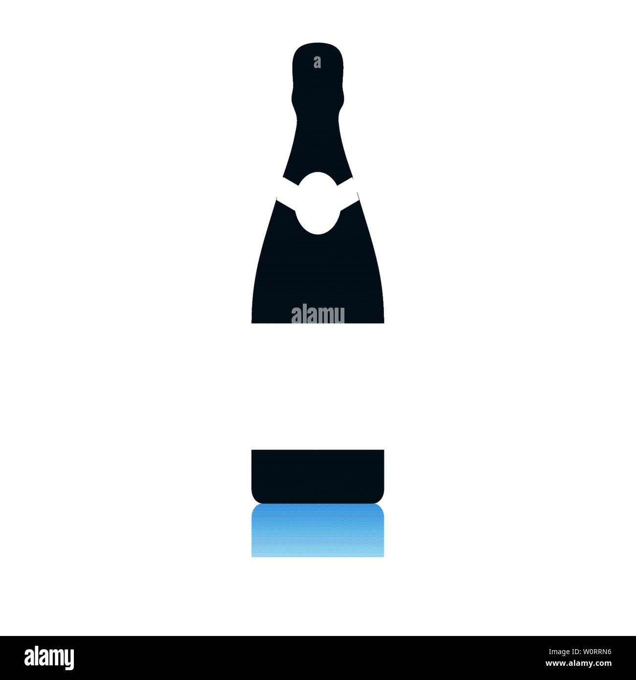 Party Champagne And Glass Icon. Shadow Reflection Design. Vector ...