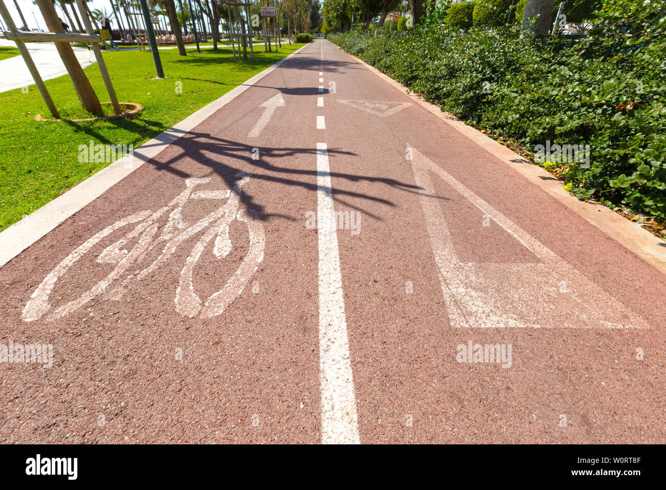 Bicycle lane signage on street Stock Photo - Alamy