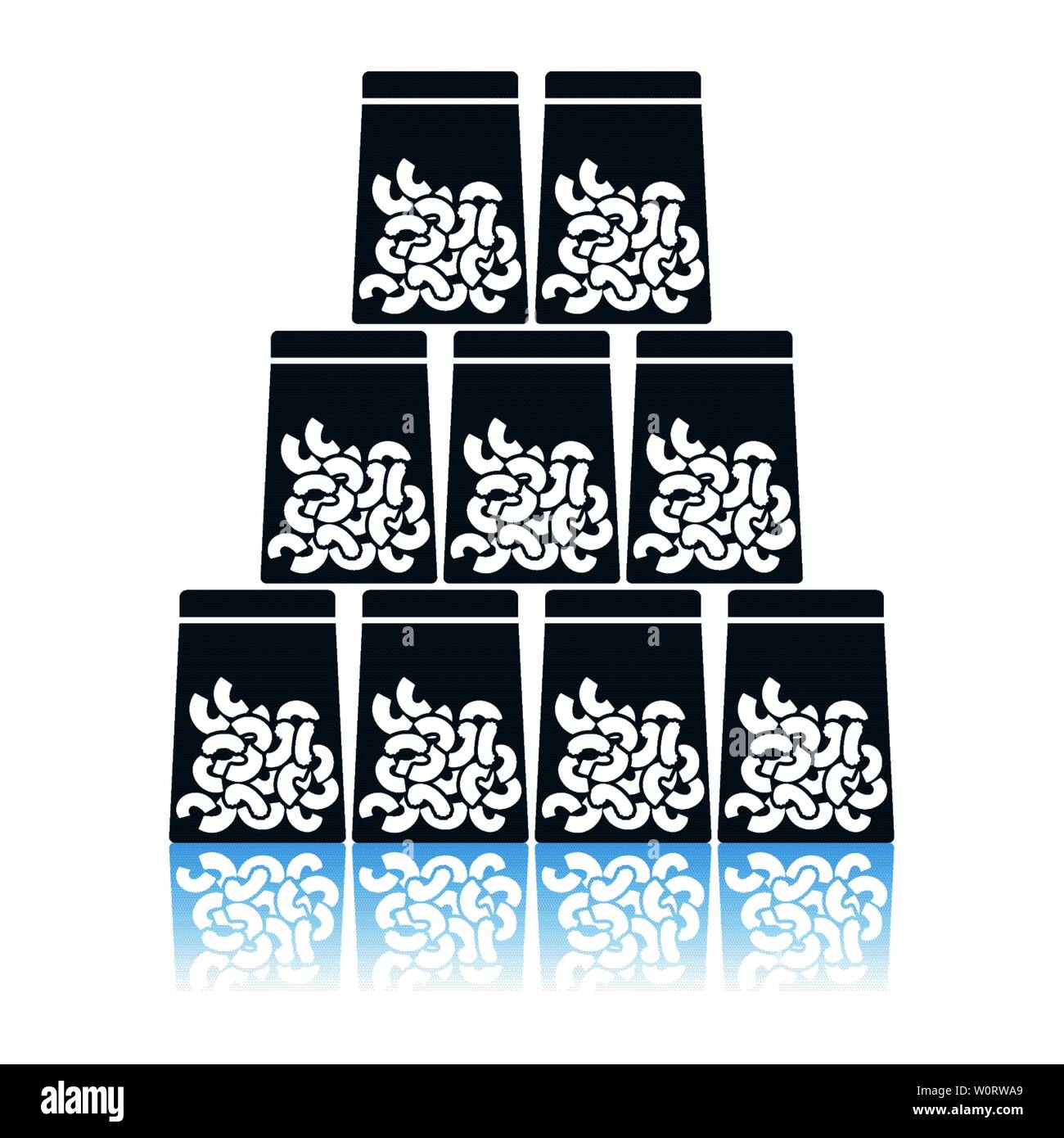 Macaroni In Packages Icon. Shadow Reflection Design. Vector ...