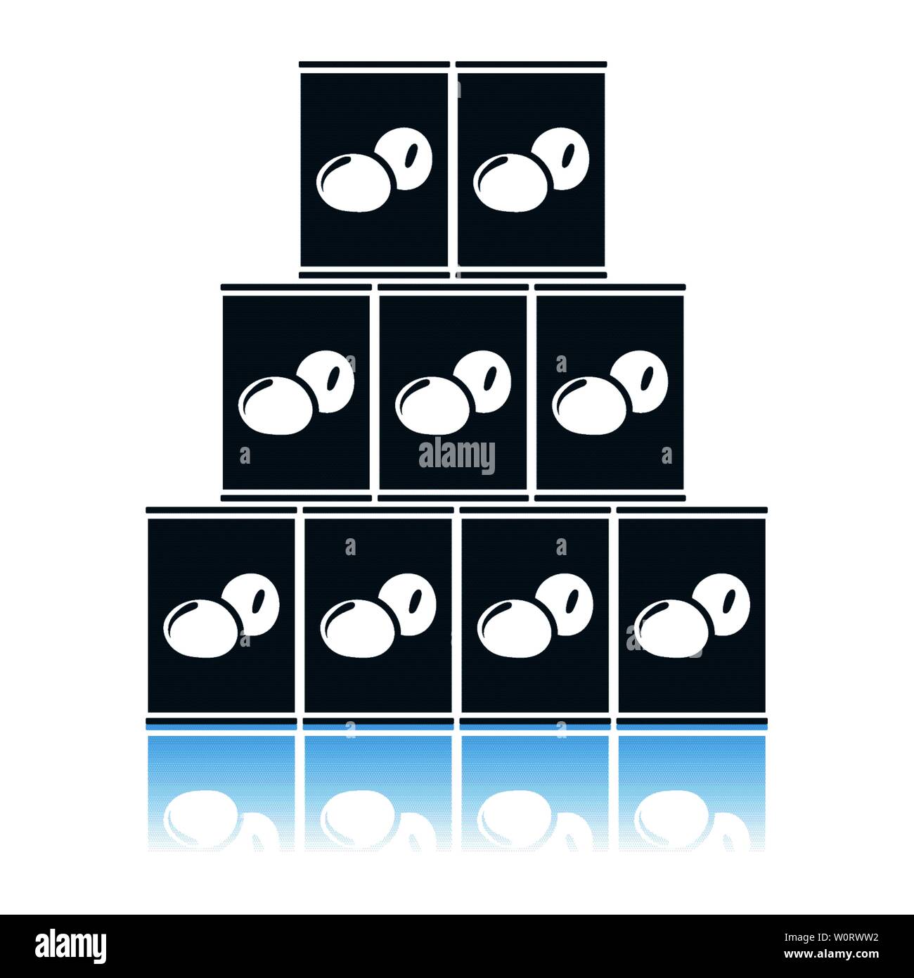 Stack Of Olive Cans Icon. Shadow Reflection Design. Vector Illustration ...