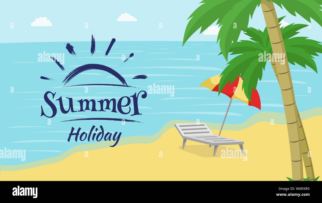 Summer recreation flat vector banner template. Seaside resort promo ...
