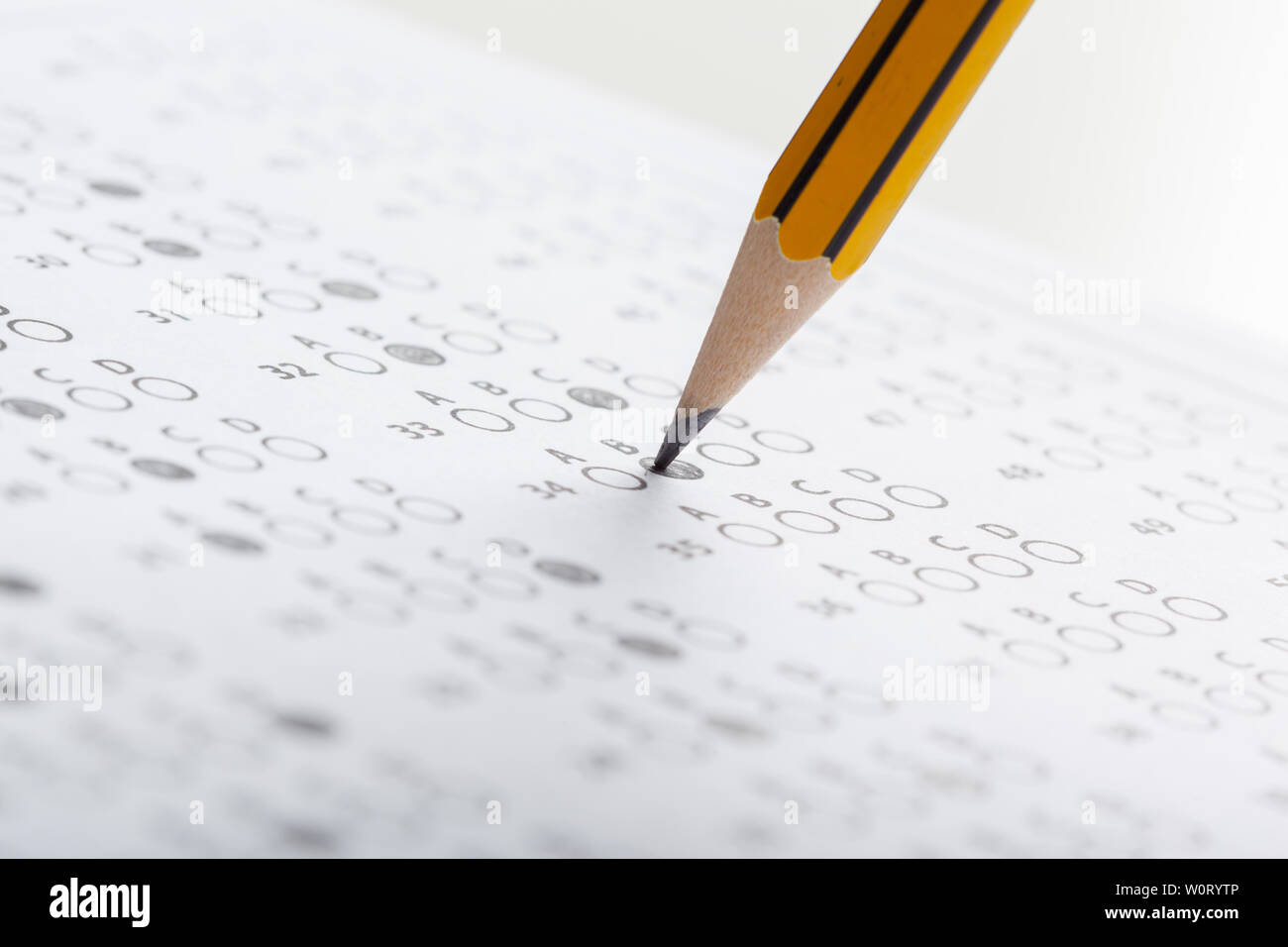 Test score sheet with answers Stock Photo - Alamy