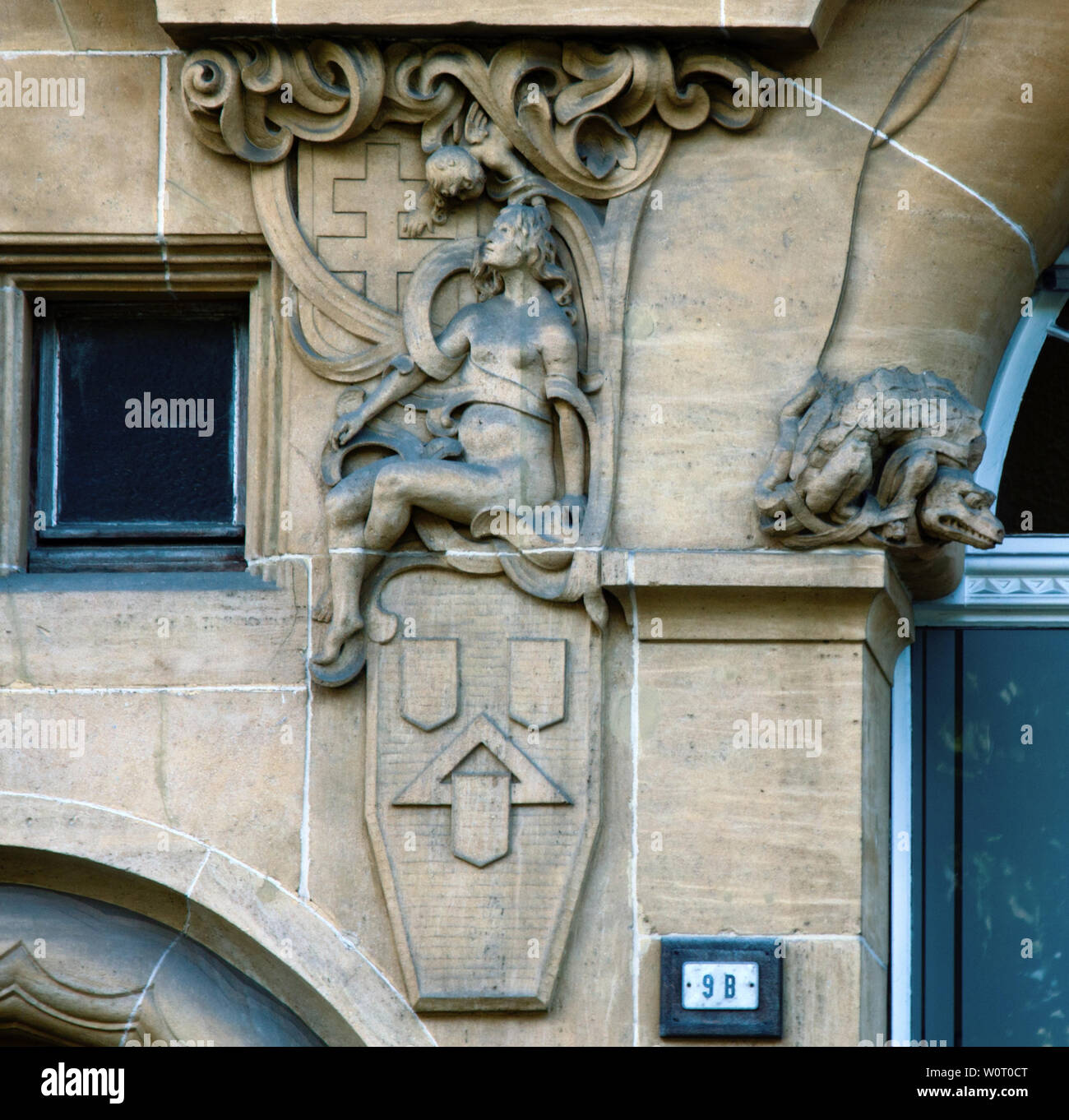 Nymph and Chimera as an architectural decoration of the main entrance ...