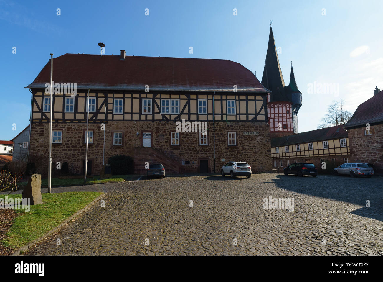 NEUSTADT (HESSE), GERMANY - FEBRUARY 18, 2018: Typical architecture and ...