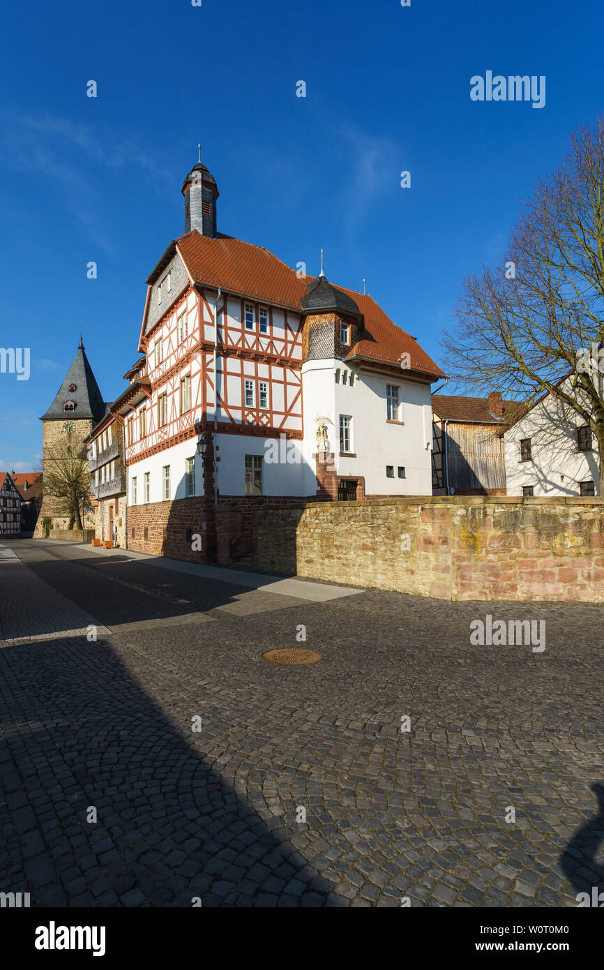 NEUSTADT (HESSE), GERMANY - FEBRUARY 18, 2018: Typical architecture and ...