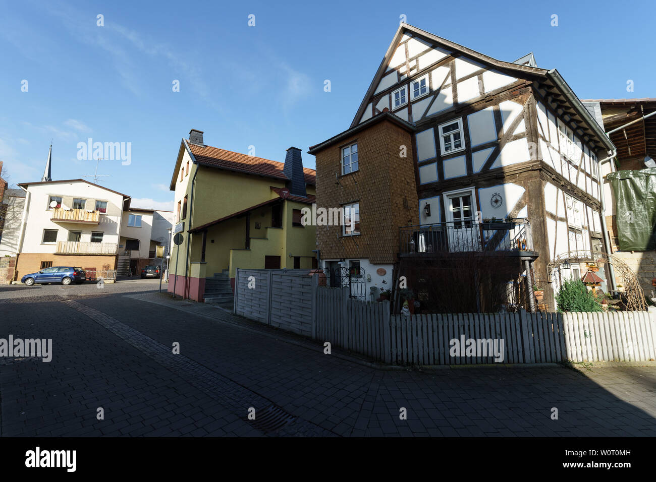 NEUSTADT (HESSE), GERMANY - FEBRUARY 18, 2018: Typical architecture and ...