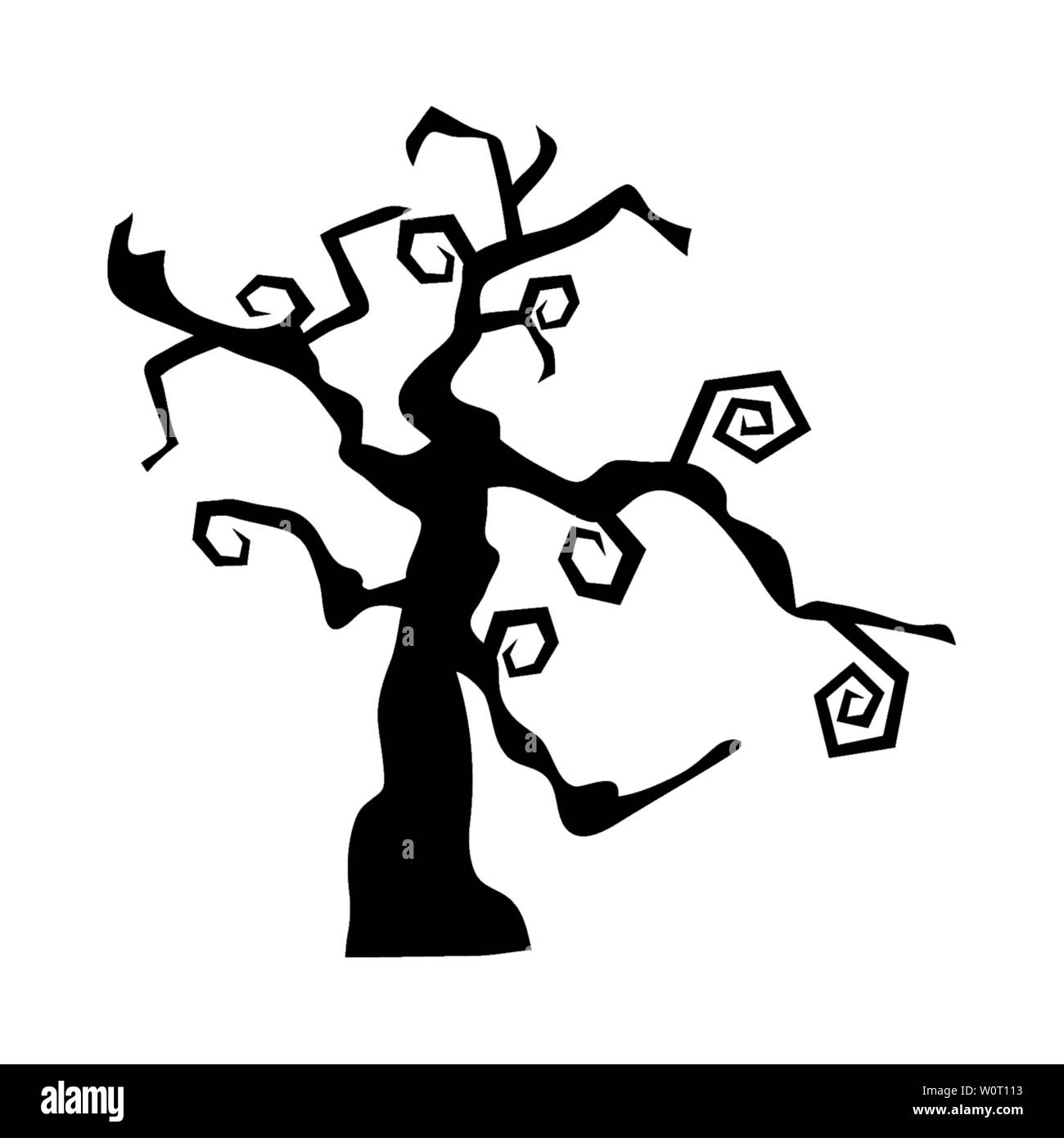 Halloween black tree. Single Design. Vector illustration Stock Vector ...