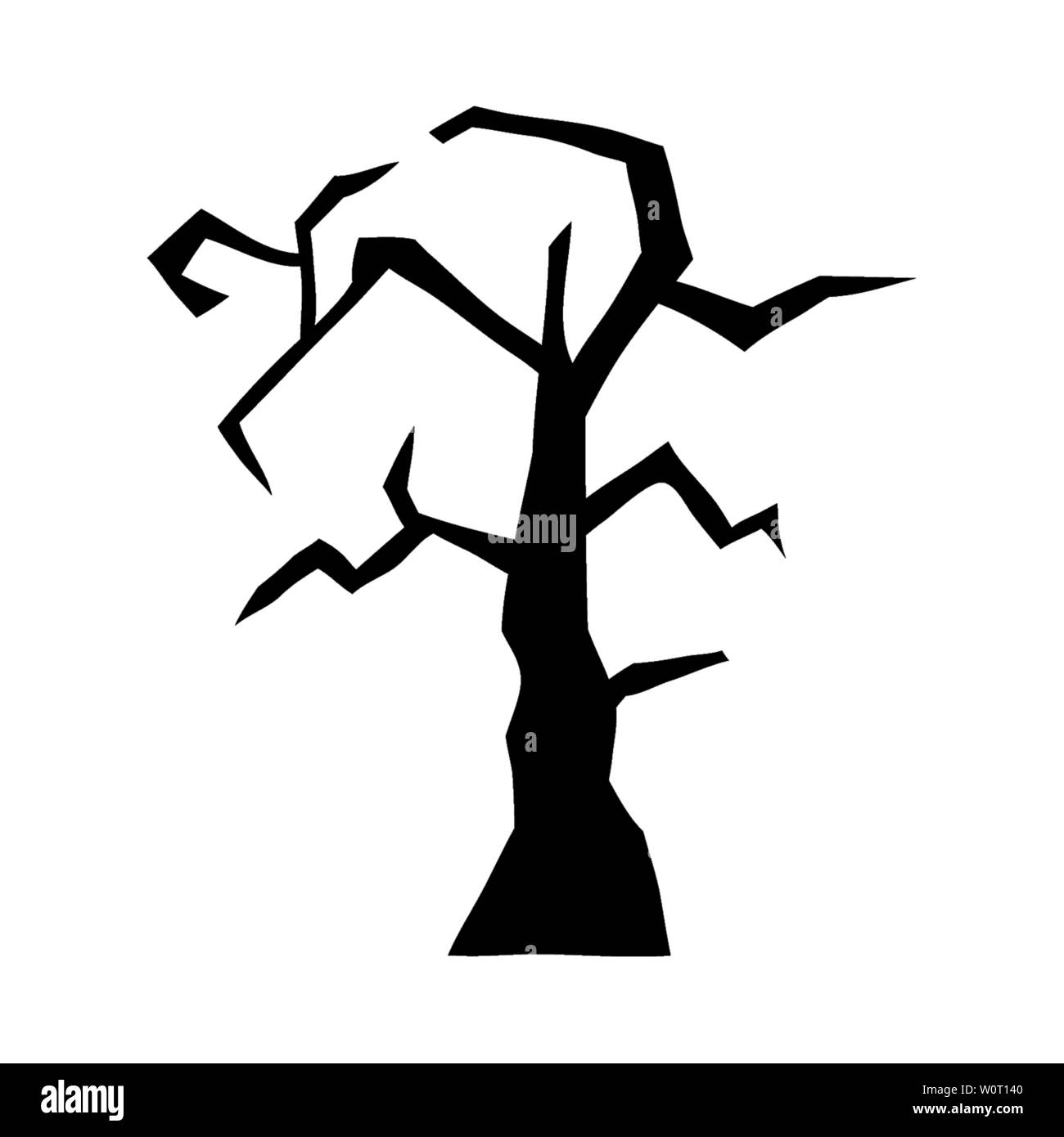 Halloween black tree. Single Design. Vector illustration Stock Vector ...