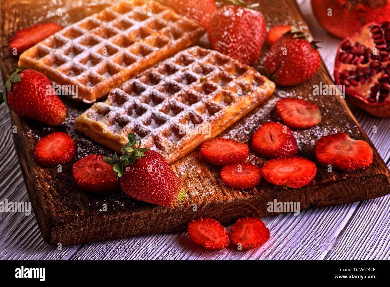 fruit waffles with sweet sprinkles Stock Photo - Alamy