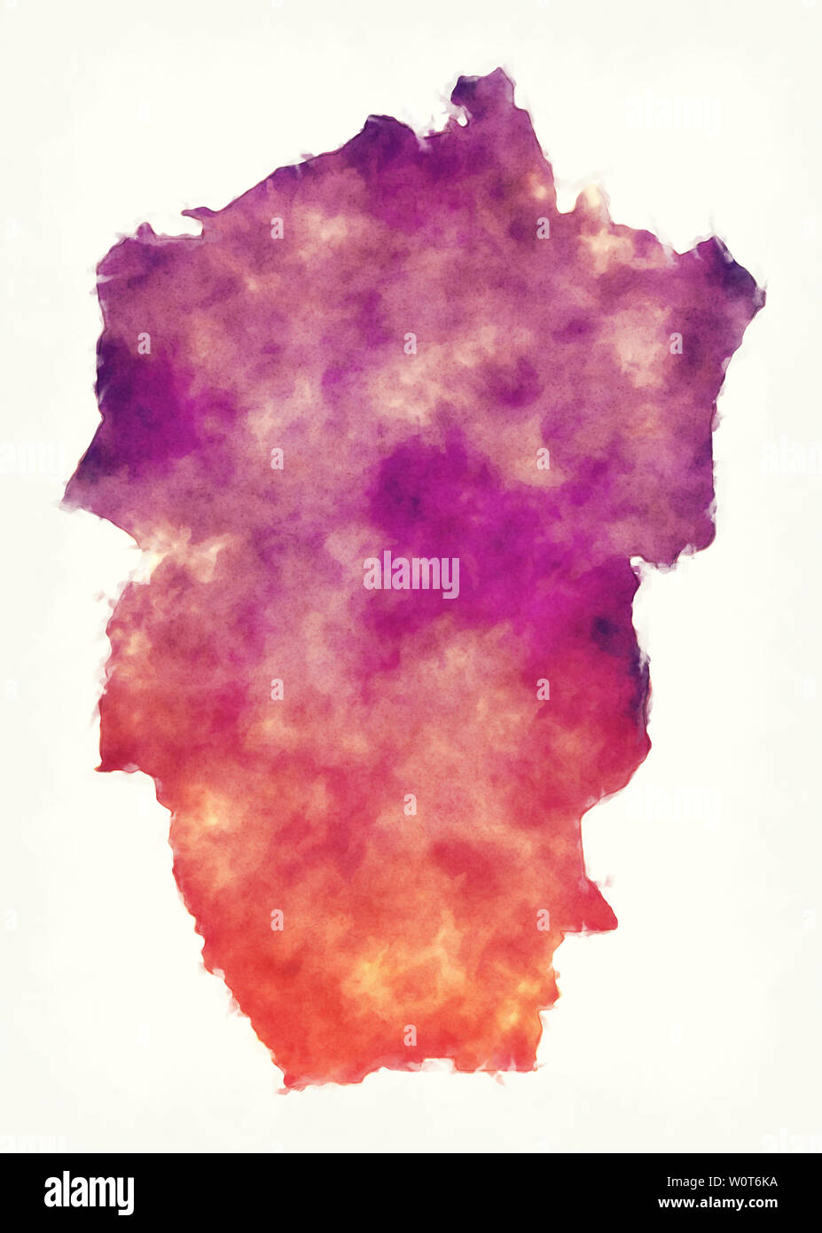 Bandundu province watercolor map of the Democratic Republic of Congo ...