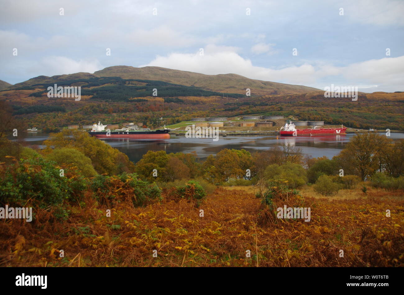 Finnart Oil Terminal. Ardgartan peninsula. The Loch Lomond and Cowal ...