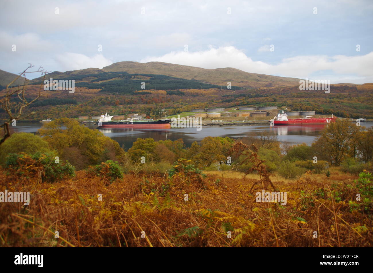 Finnart Oil Terminal. Ardgartan peninsula. The Loch Lomond and Cowal ...