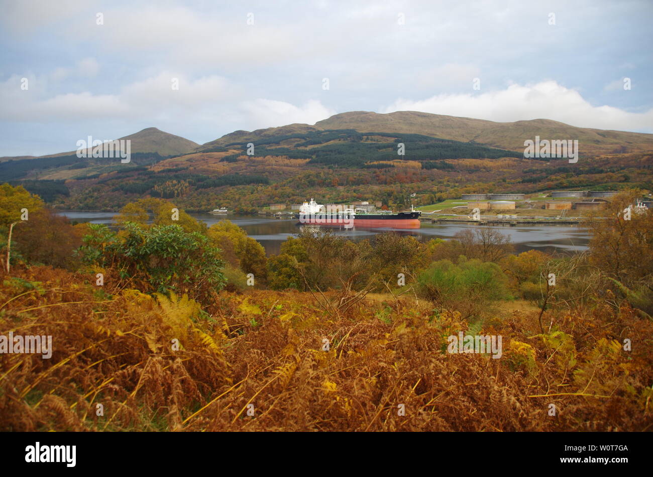 Finnart Oil Terminal. Ardgartan peninsula. The Loch Lomond and Cowal ...