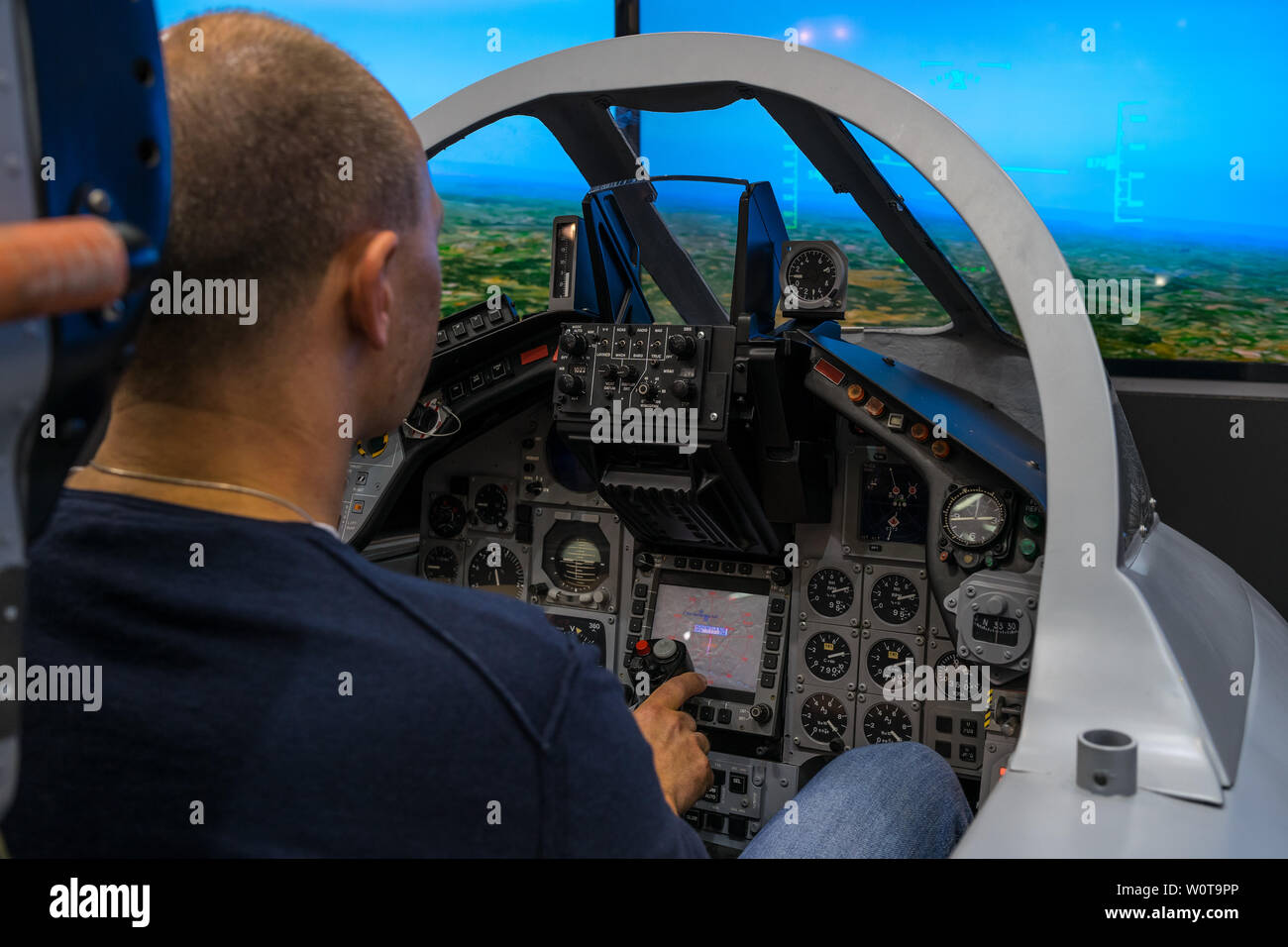 BERLIN, GERMANY - APRIL 25, 2018: Cockpit of multirole fighter ...